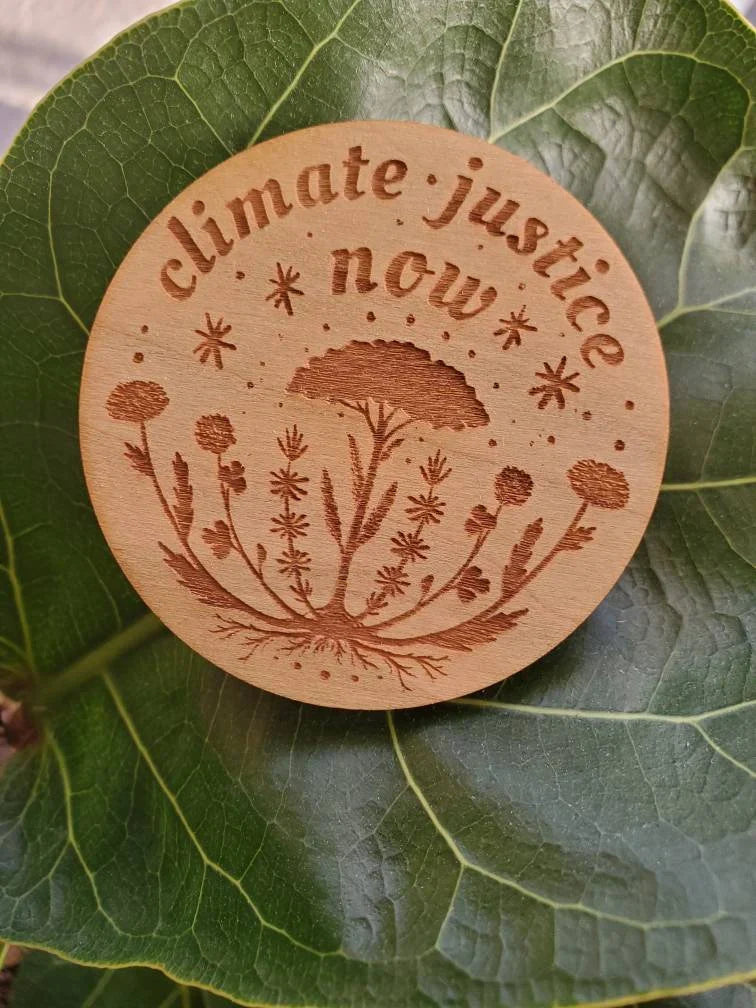 Wholesale – Climate Justice Now Wooden Pin – Cyclical Roots by Rachael ...